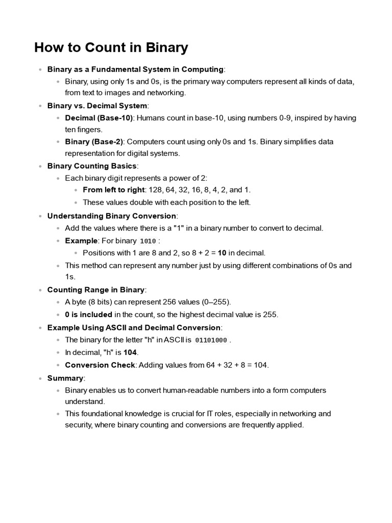 Understanding Binary Counting Basics | PDF