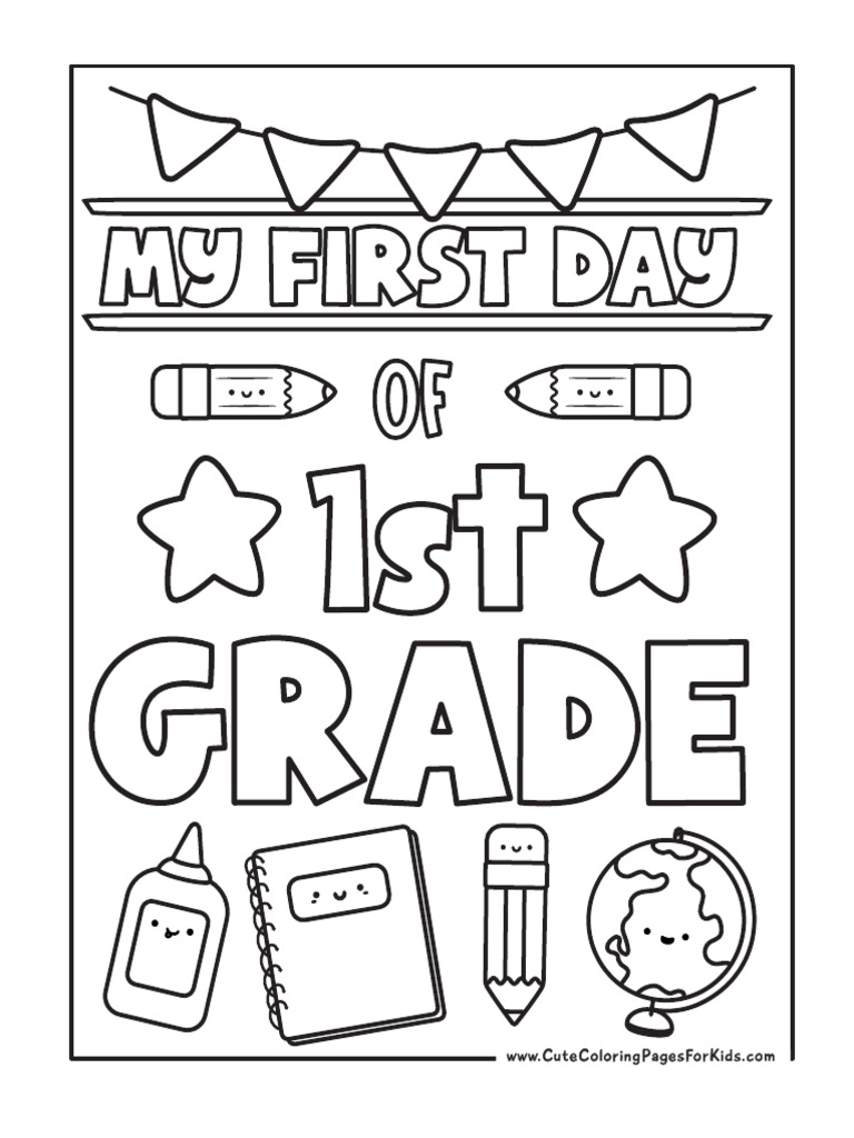 First Day of School Coloring Page 1 | PDF