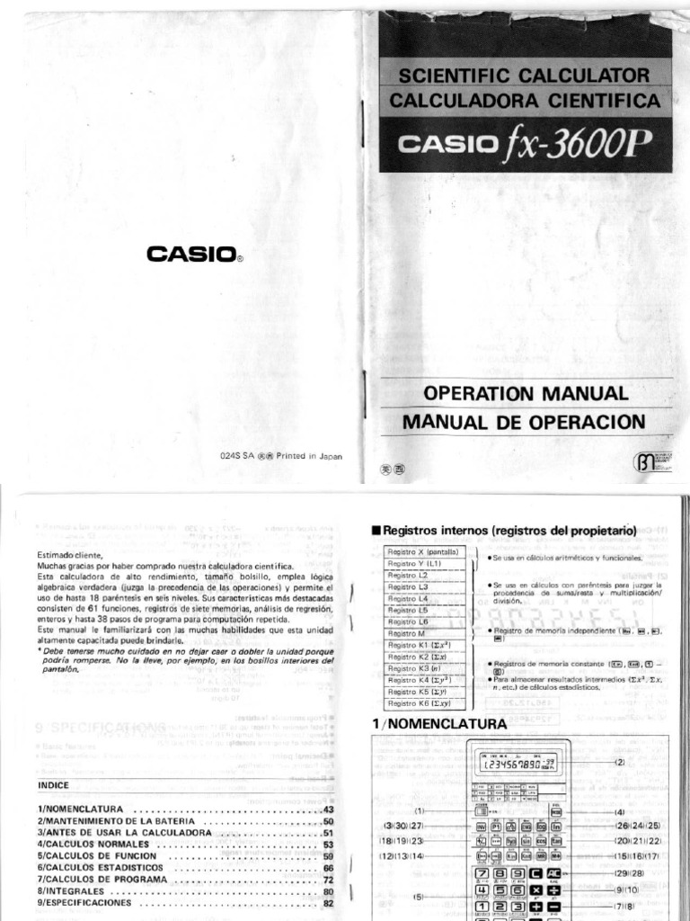 Casio FX-3600P Manual | PDF