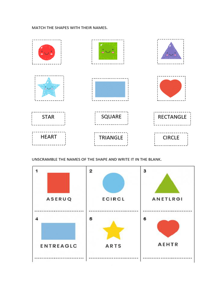 Shape Matching Worksheet PDF | PDF
