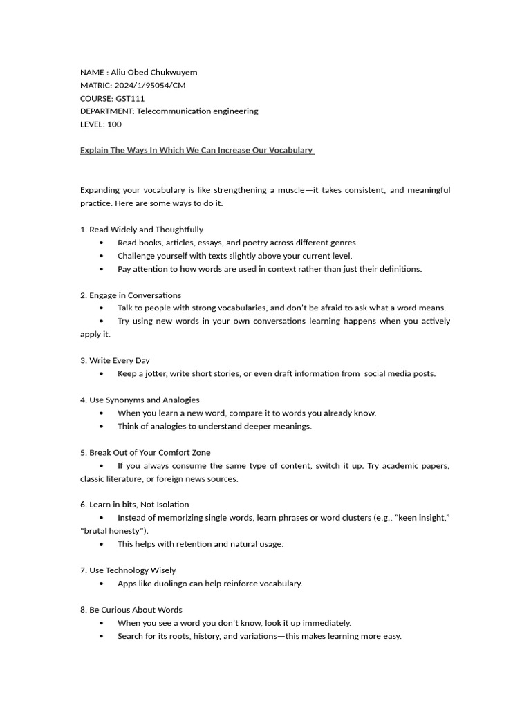 100 Level GST111 Assignment | PDF