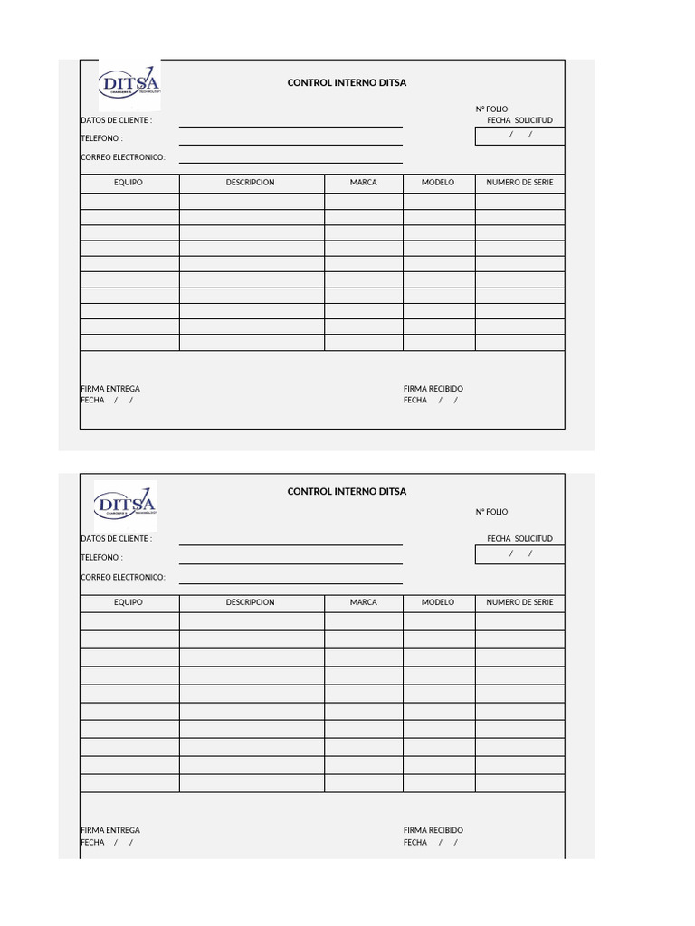 Control Interno de Equipos DITSA | PDF