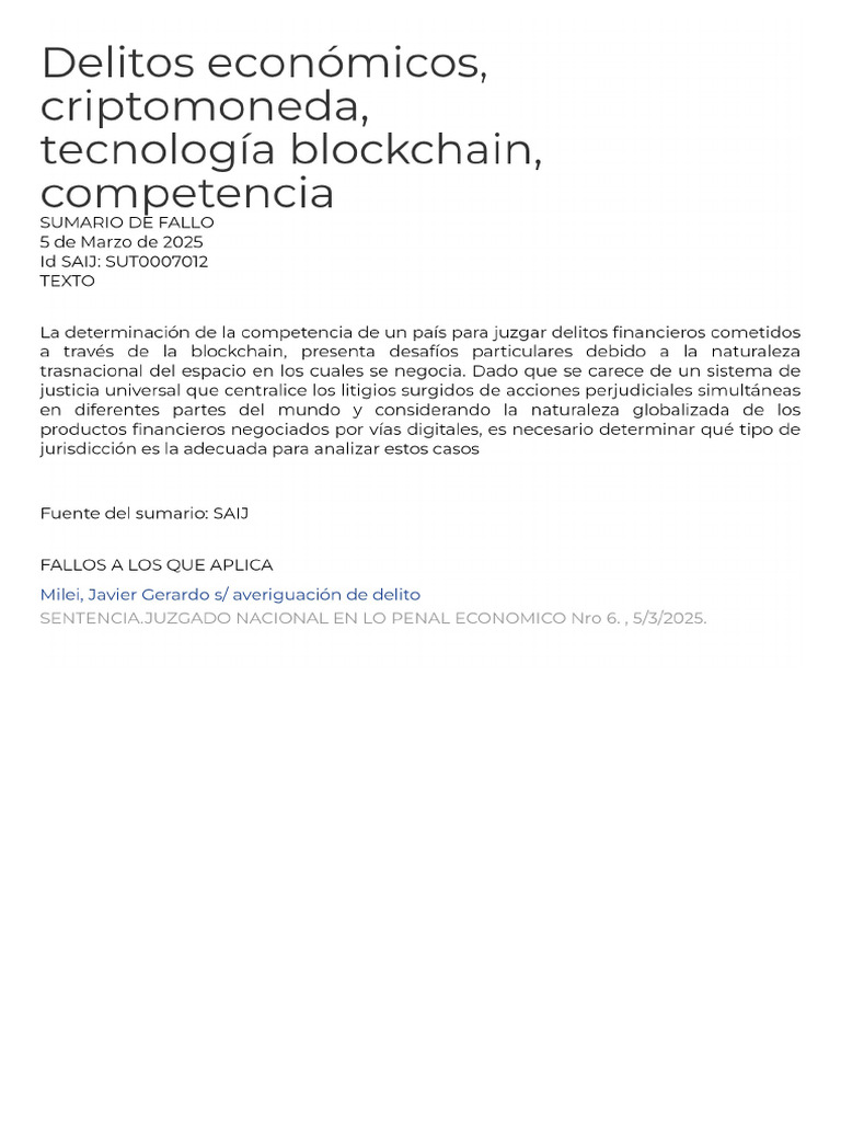 Delitos Económicos, Criptomoneda, Tecnología Blockchain, Competencia | PDF