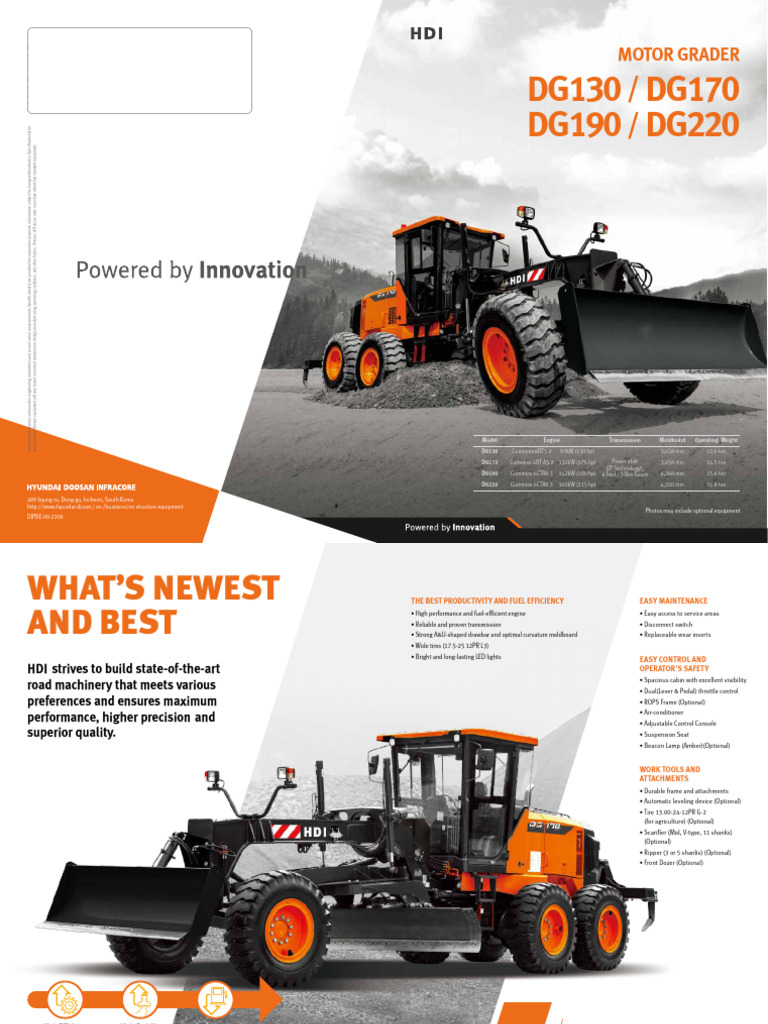 Doosan Motor Grader Specifications Guide | PDF | Motor Vehicle ...