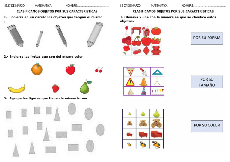 Clasificamos Objetos Por Sus Caracteristicas | PDF