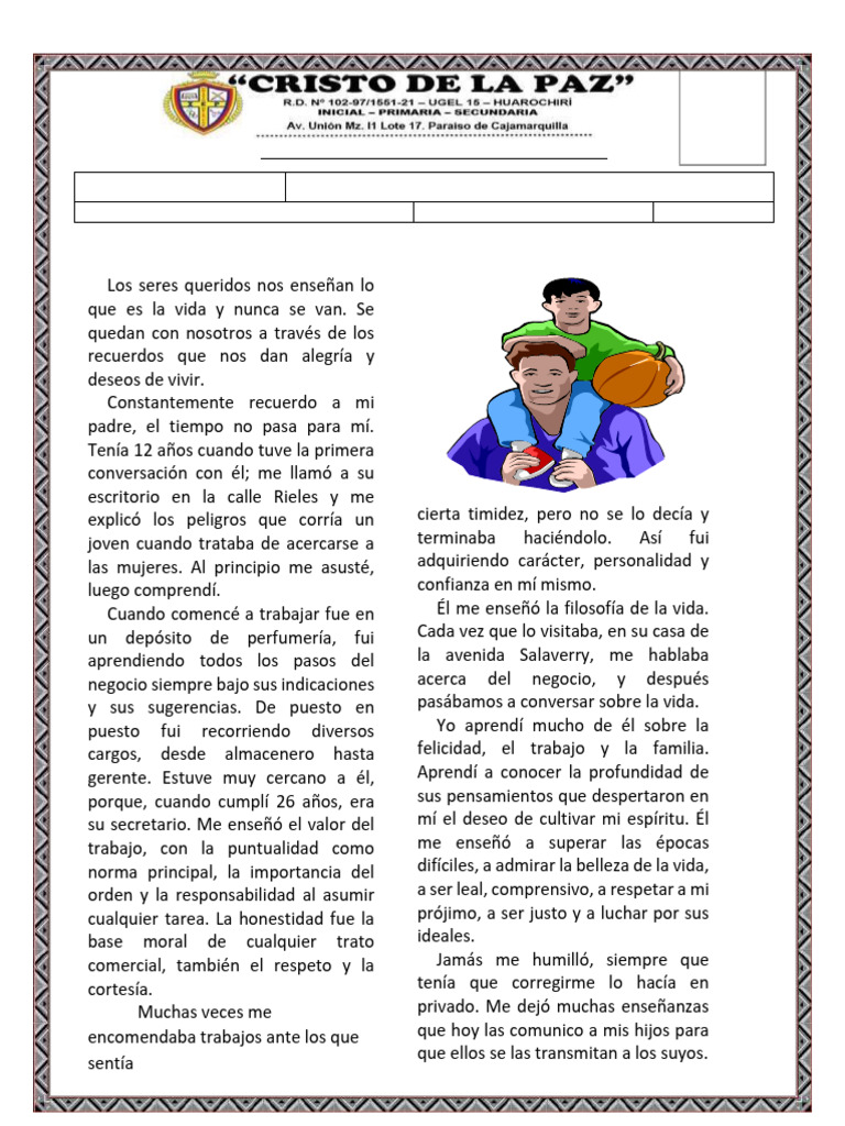 Evaluación de Plan Lector 3ro Sec | PDF