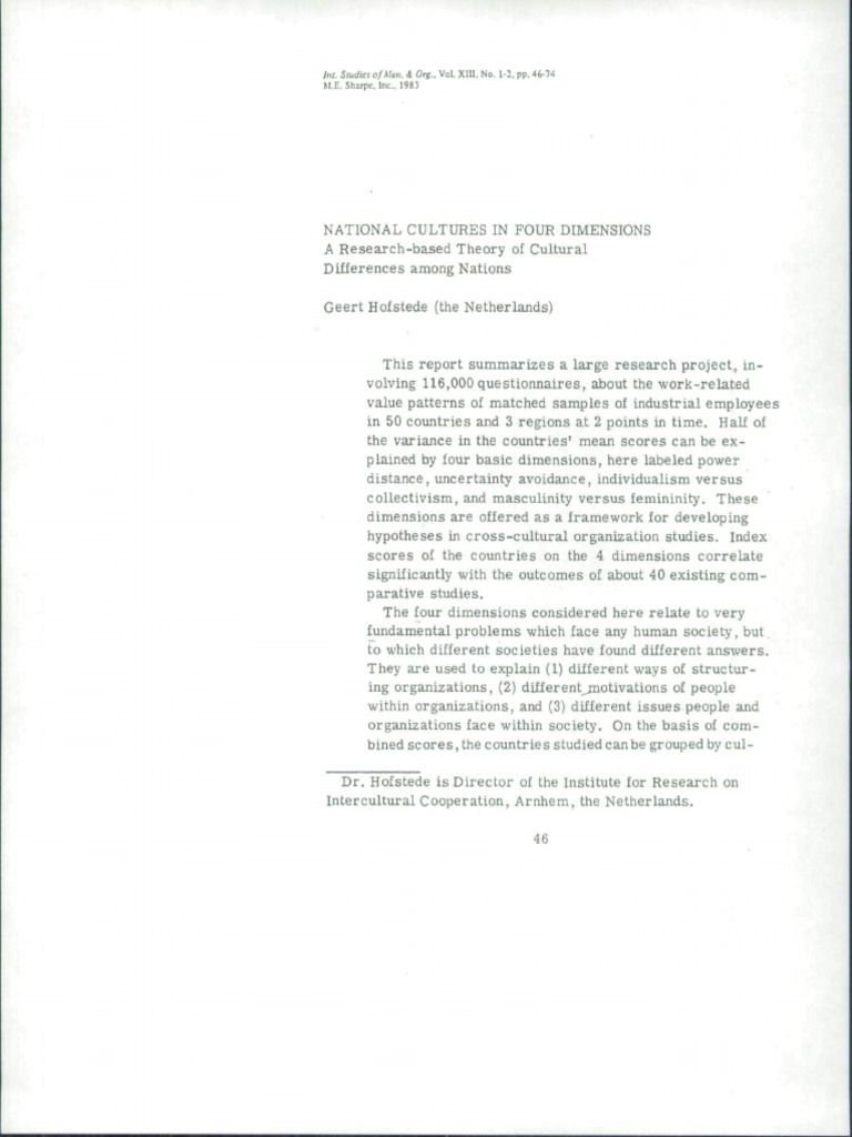 National Cultures in Four Dimensions A Research-Based Theory of ...