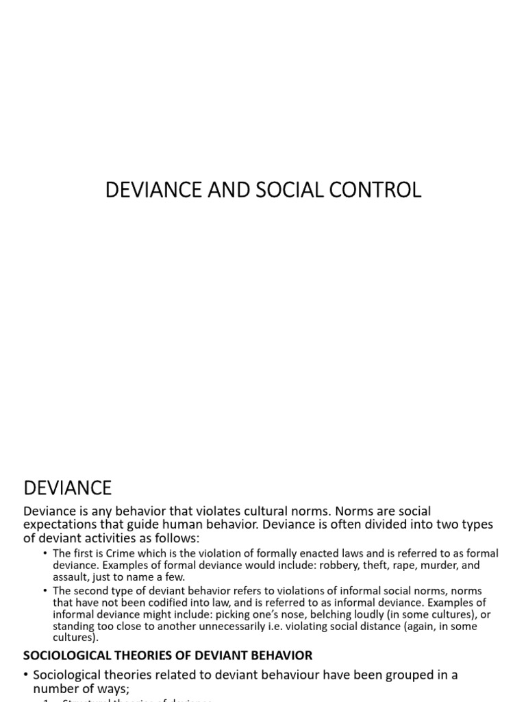 Deviance and Social Control | PDF | Deviance (Sociology) | Psychology