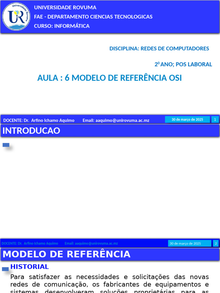Aula 6 - Modelo de Referencia Osi | PDF | Modelo OSI | Rede de computadores