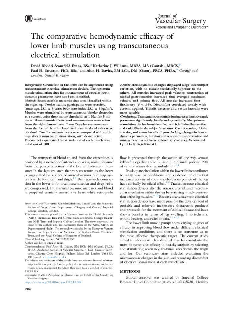 The Comparative Hemodynamic Efficacy of | PDF | Vein | Hemodynamics
