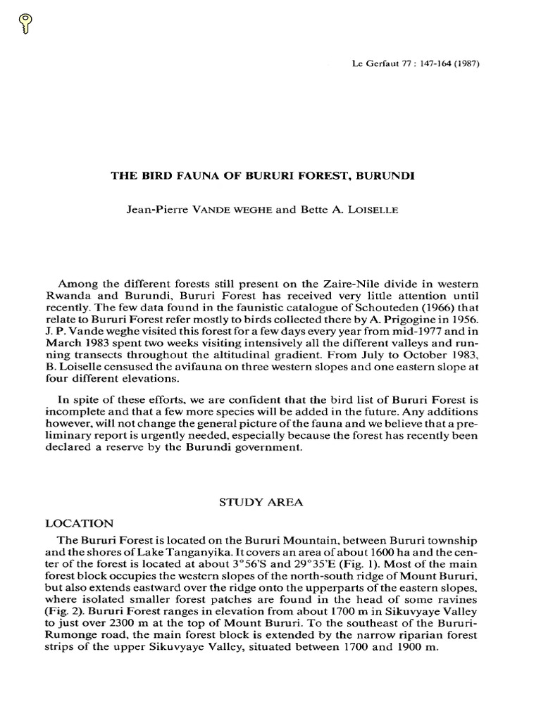 THE BIRD FAUNA OF BURURI FOREST, BURUNDI | PDF | Forests | Trees