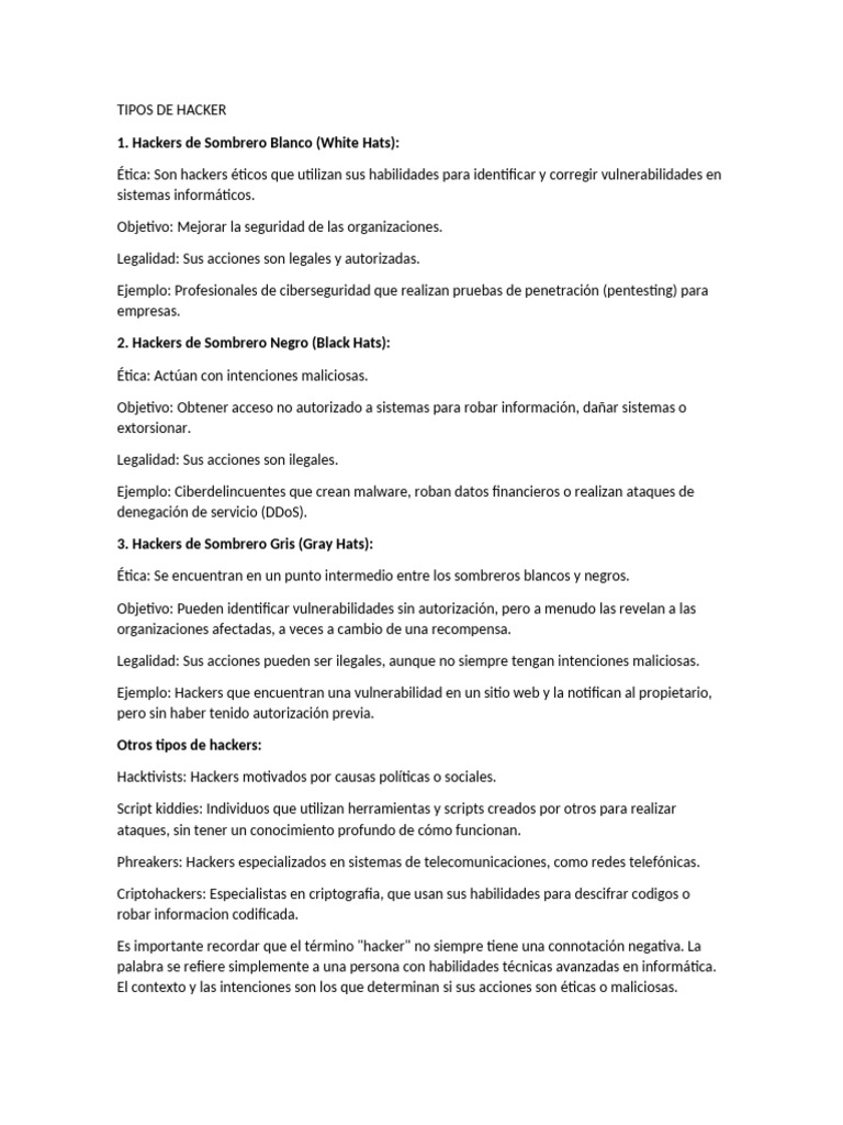 TIPOS de HACKER Exposicion Ingles | PDF