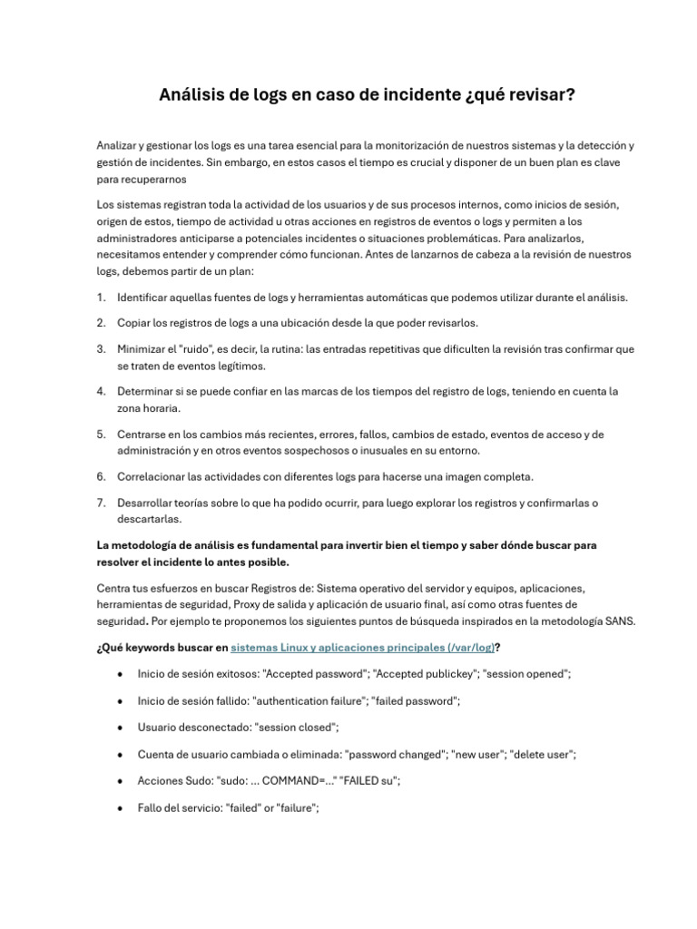 Análisis de Logs en Caso de Incidente | PDF | Contraseña | Servidor web