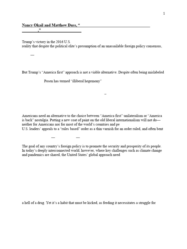 Rethinking U.S. Foreign Policy Strategies | PDF | Neoliberalism | The ...