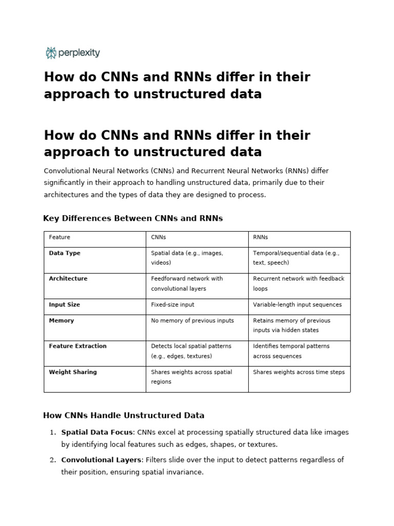 How Do CNNs and RNNs Differ in Their Approach To U | PDF ...
