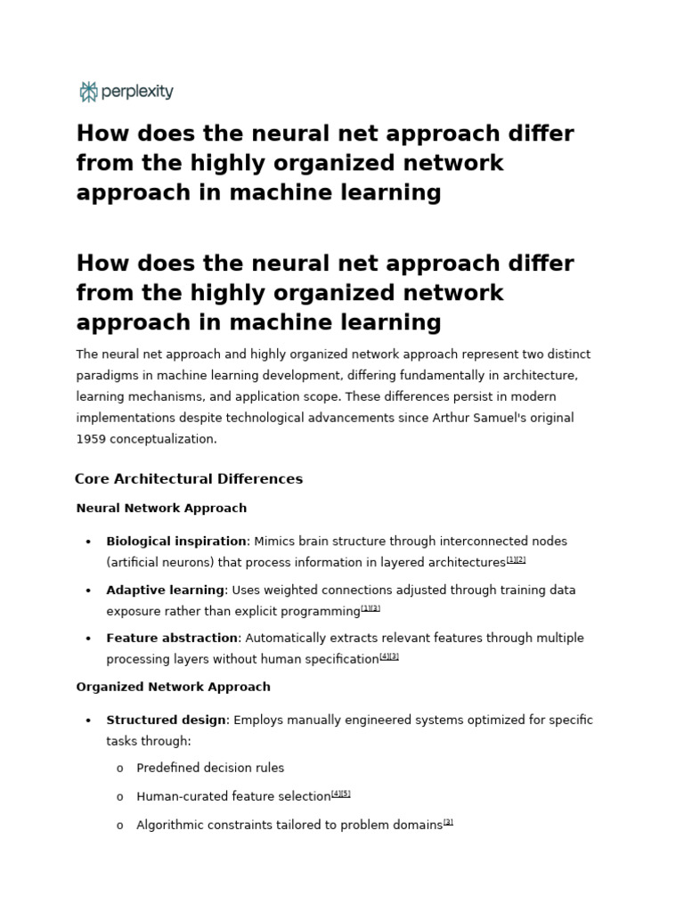 Neural vs Organized Network Approaches | PDF | Machine Learning | Deep ...