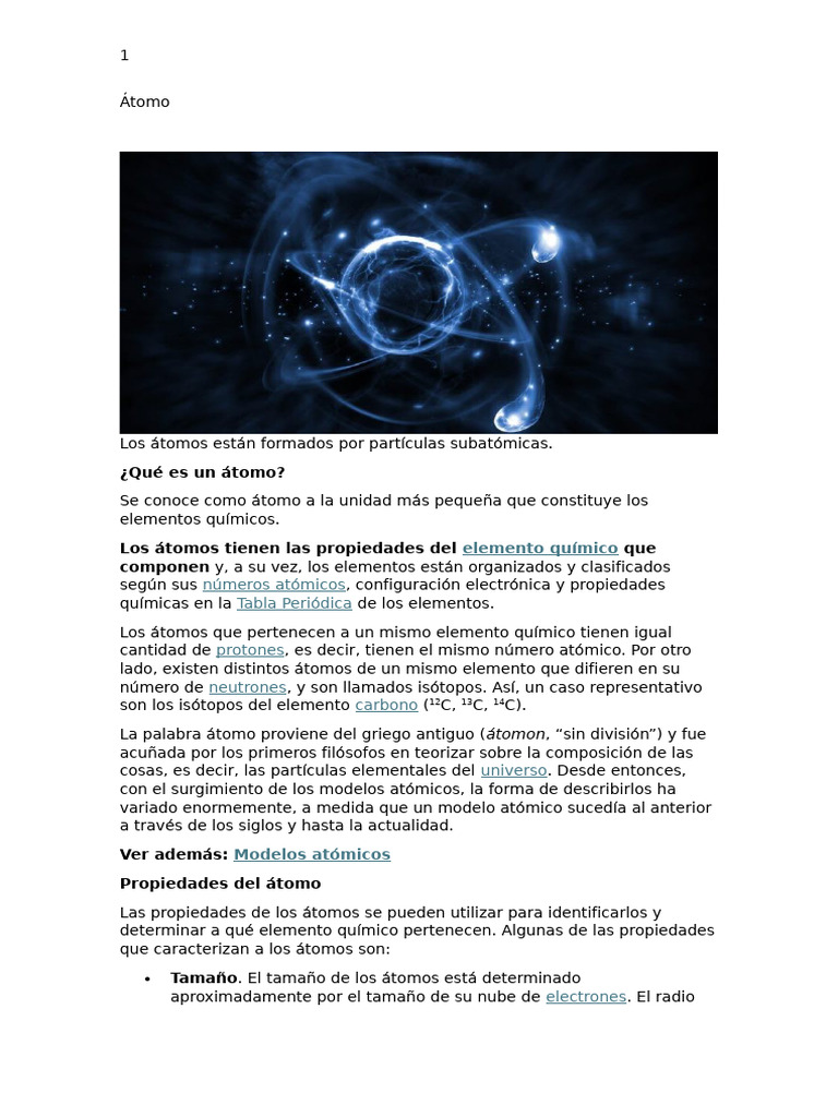 Estructura y propiedades del átomo | PDF | Átomos | Química