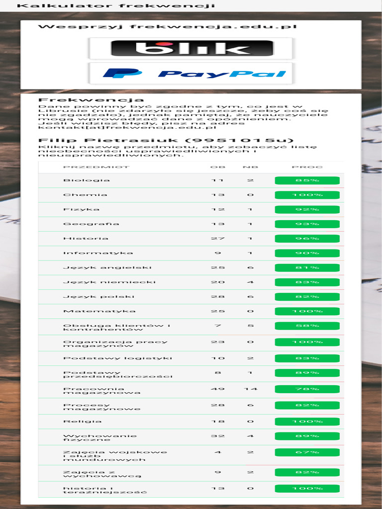 Kalkulator Frekwencji | PDF