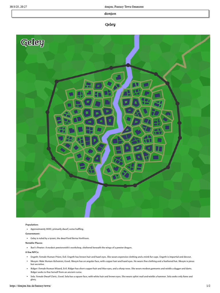 Donjon Fantasy Town Generator 3 | PDF