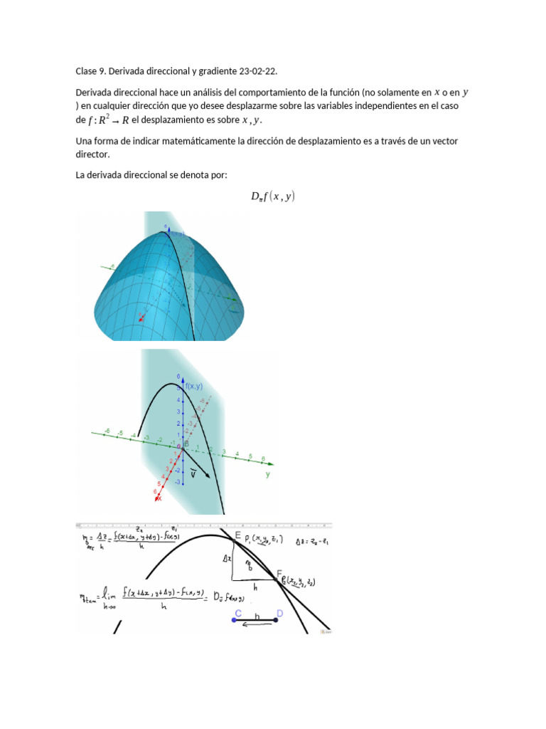 Clase 9. Derivada Direccional y Gradiente 23-02-22 | PDF | Degradado ...