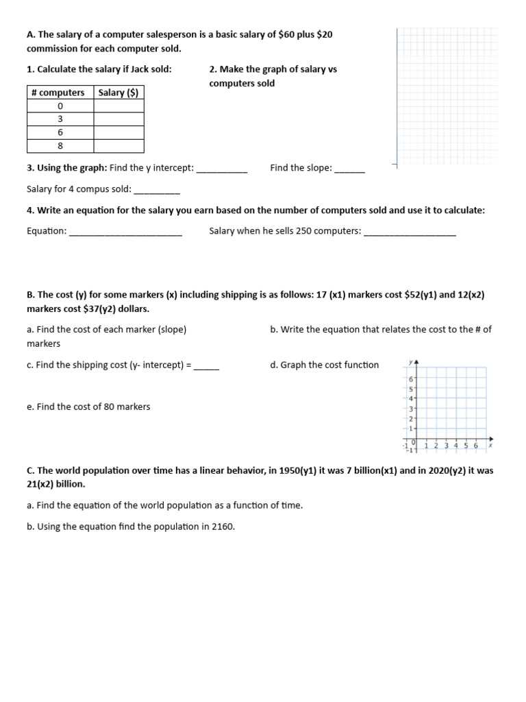 Word Problems Linear Function | PDF