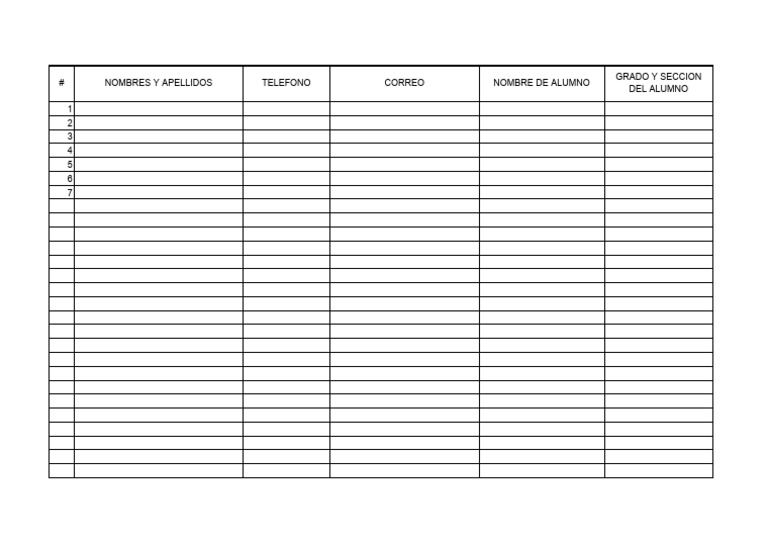 Hoja De Registro Padres Pdf