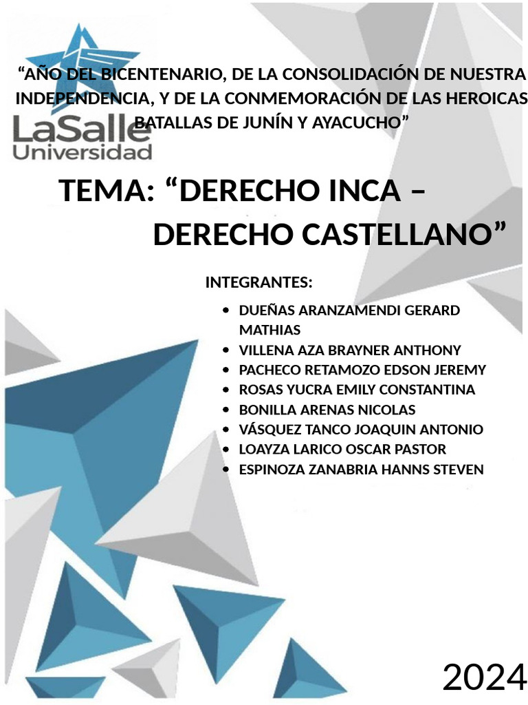 Trabajo 2 - Historia Del Derecho | PDF | Imperio Inca | Imperio español