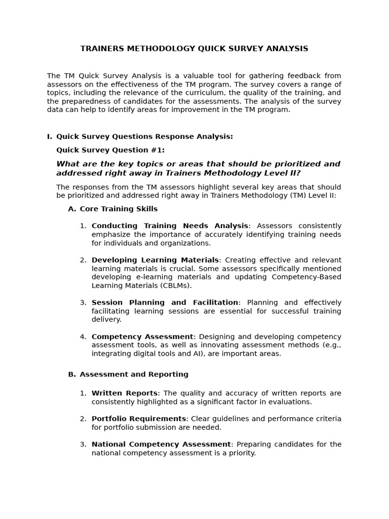 Analysis On TM Quick Survey | PDF | Educational Assessment | Methodology
