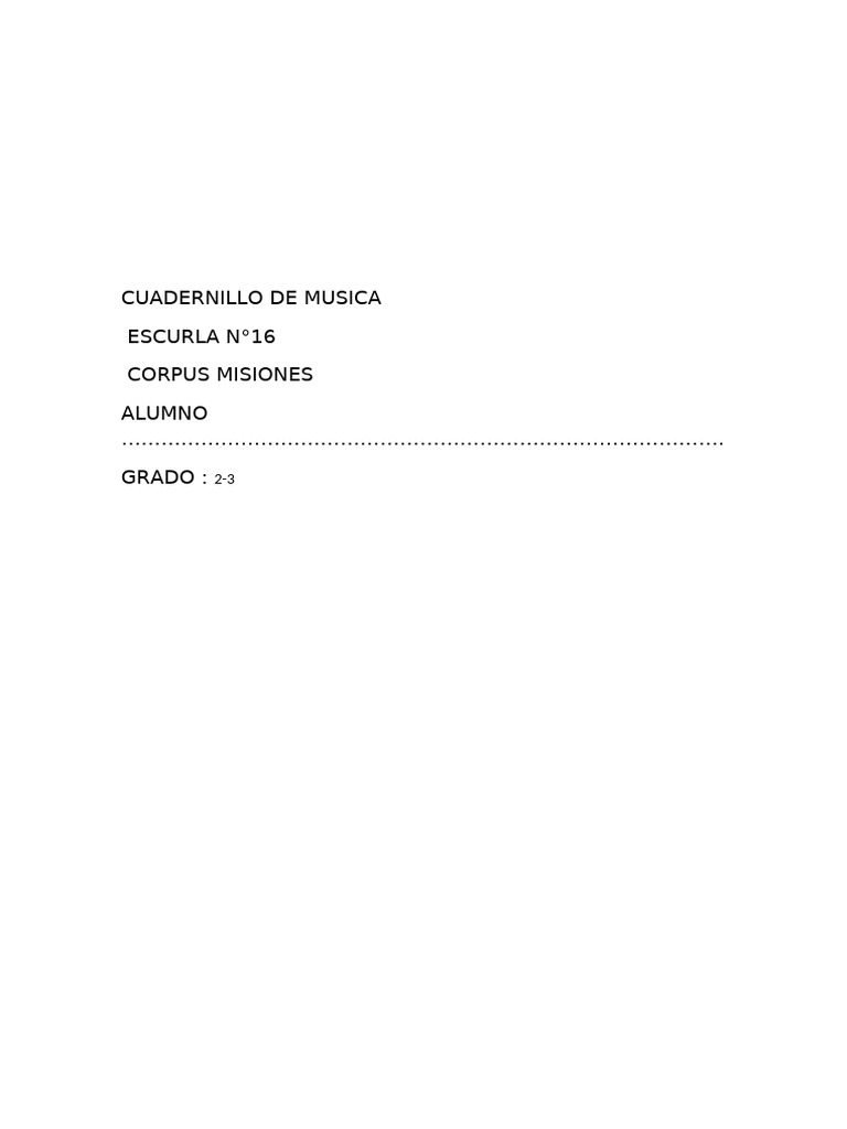 Cuadernillo de Música para Primaria | PDF