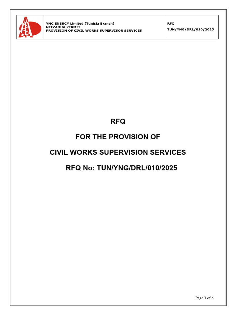 RFQ - 10-2025 SOW Civil Works Supervisors LMG3 | PDF | Specification (Technical Standard)