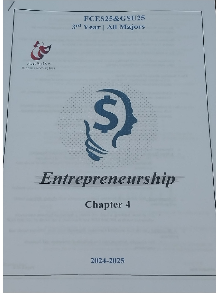 CH 4 Entrepreneurship | PDF