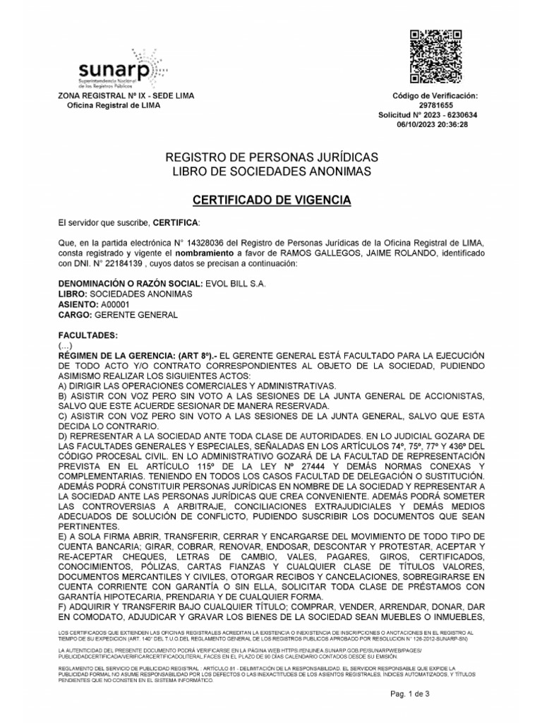 Vigencia Evol Bill 06.10.23 | PDF