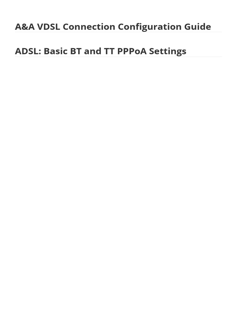 A&A VDSL Connection Configuration Guide | PDF | Ip Address | Internet