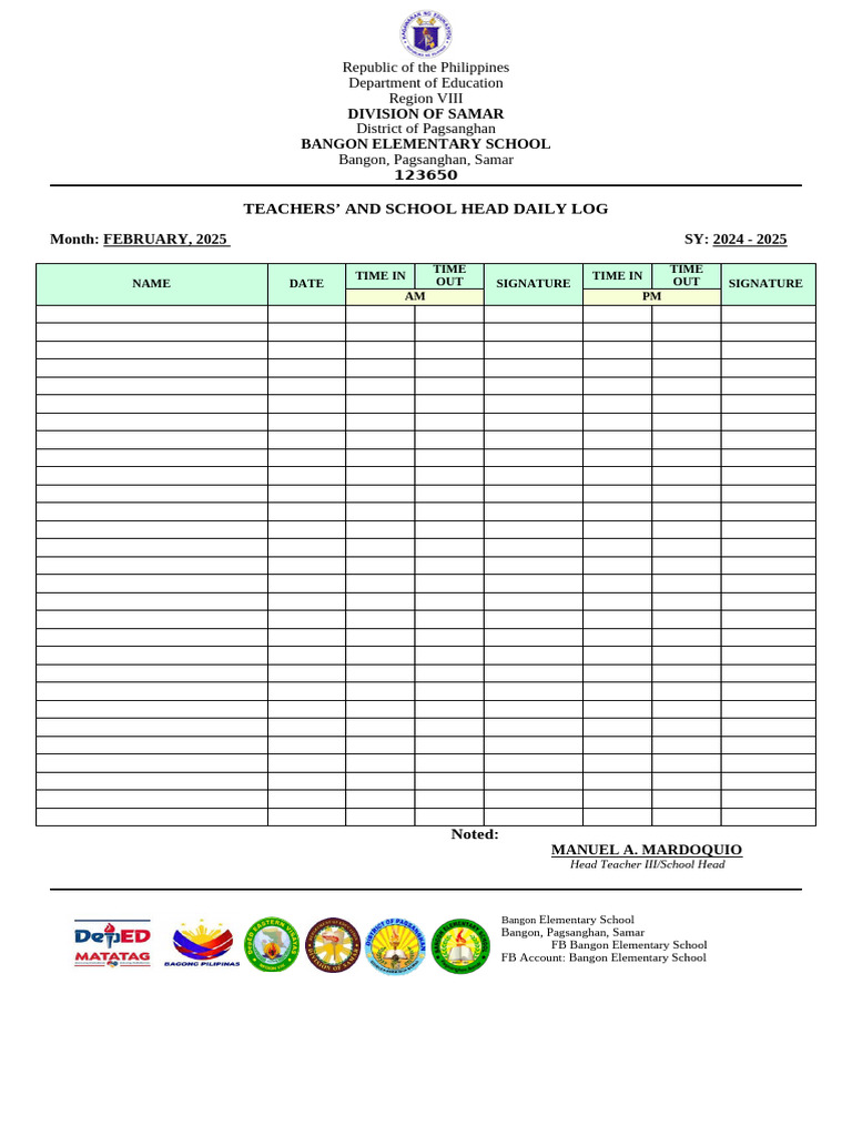 Bangon Elementary School Daily Log | PDF