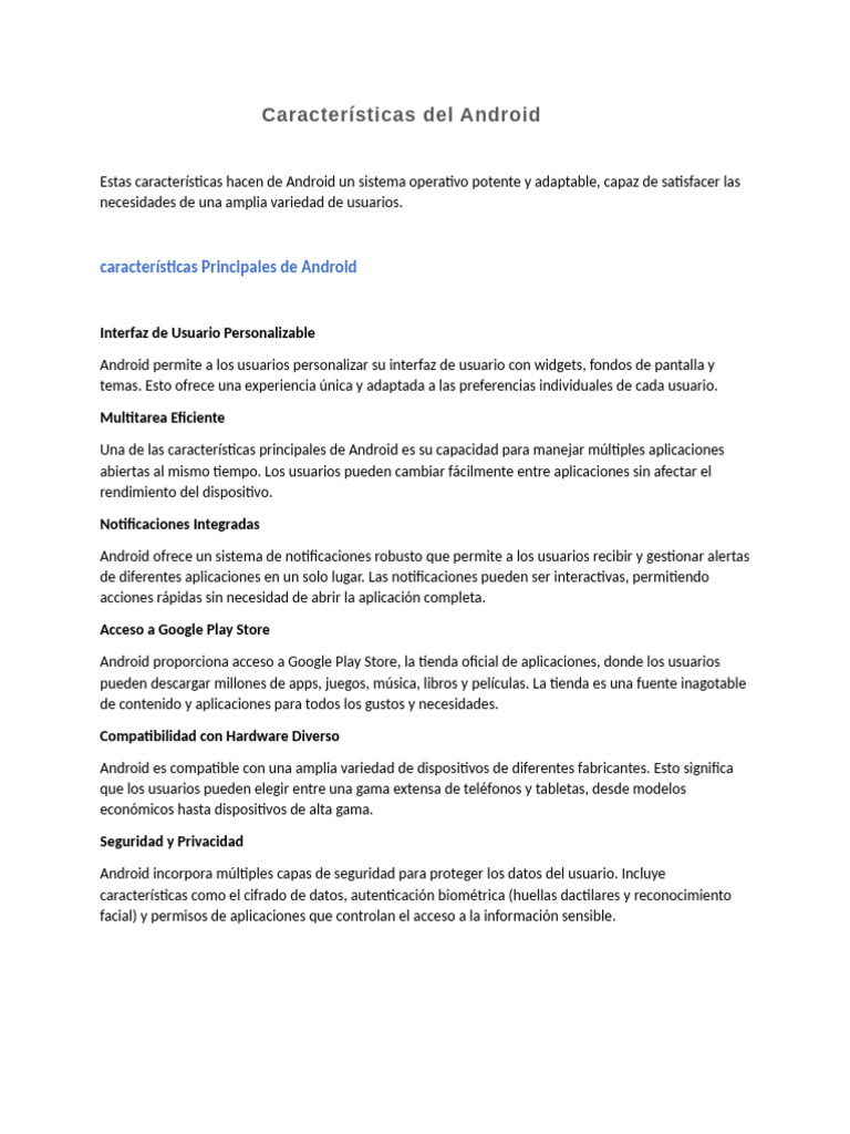 Características del Android | PDF