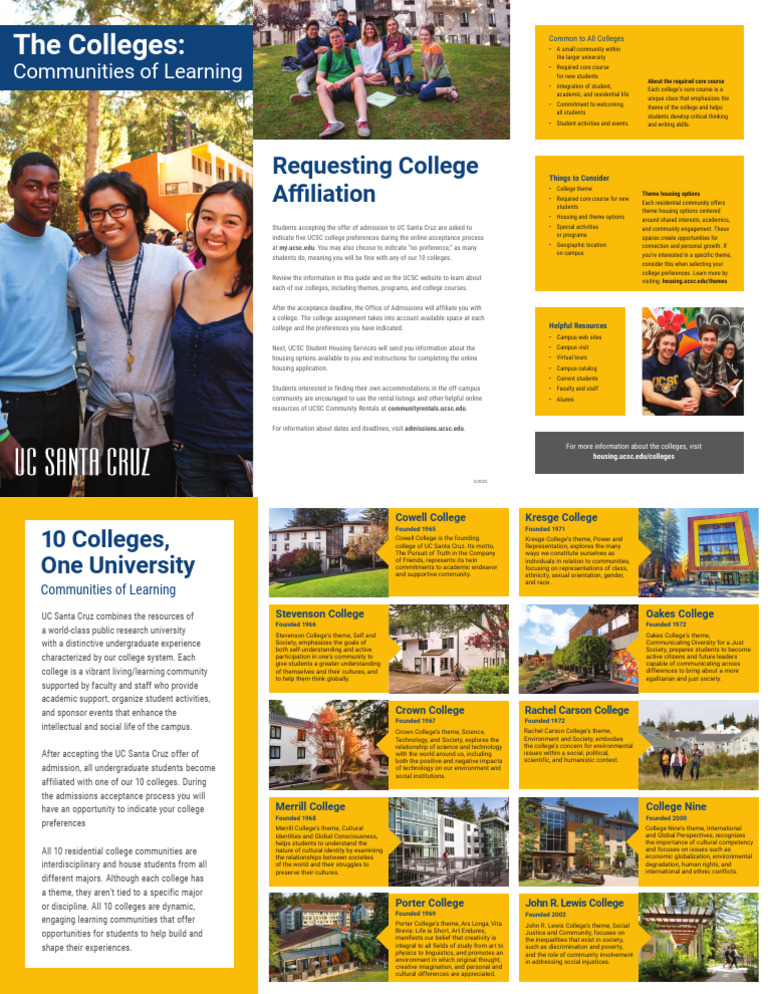 UCSC College Affiliation Guide | PDF | College | Liberal Arts Education
