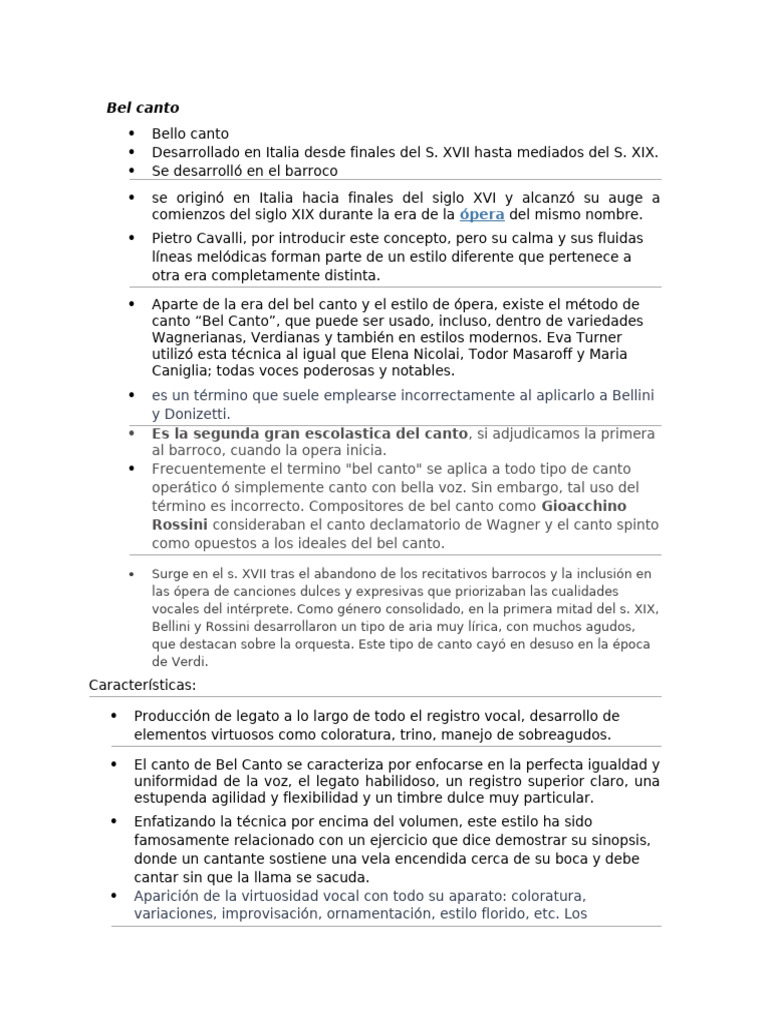 El legado del bel canto en la ópera | PDF | Música vocal | Ópera
