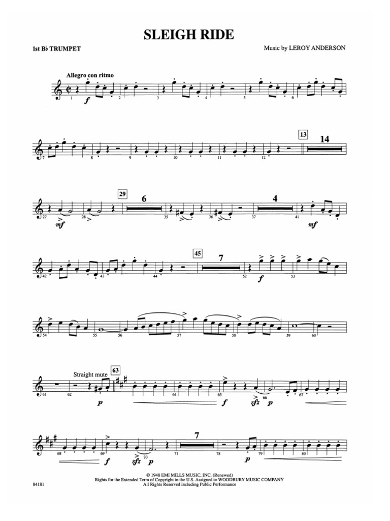 Sleigh Ride - 1st B-flat Trumpet (1) | PDF