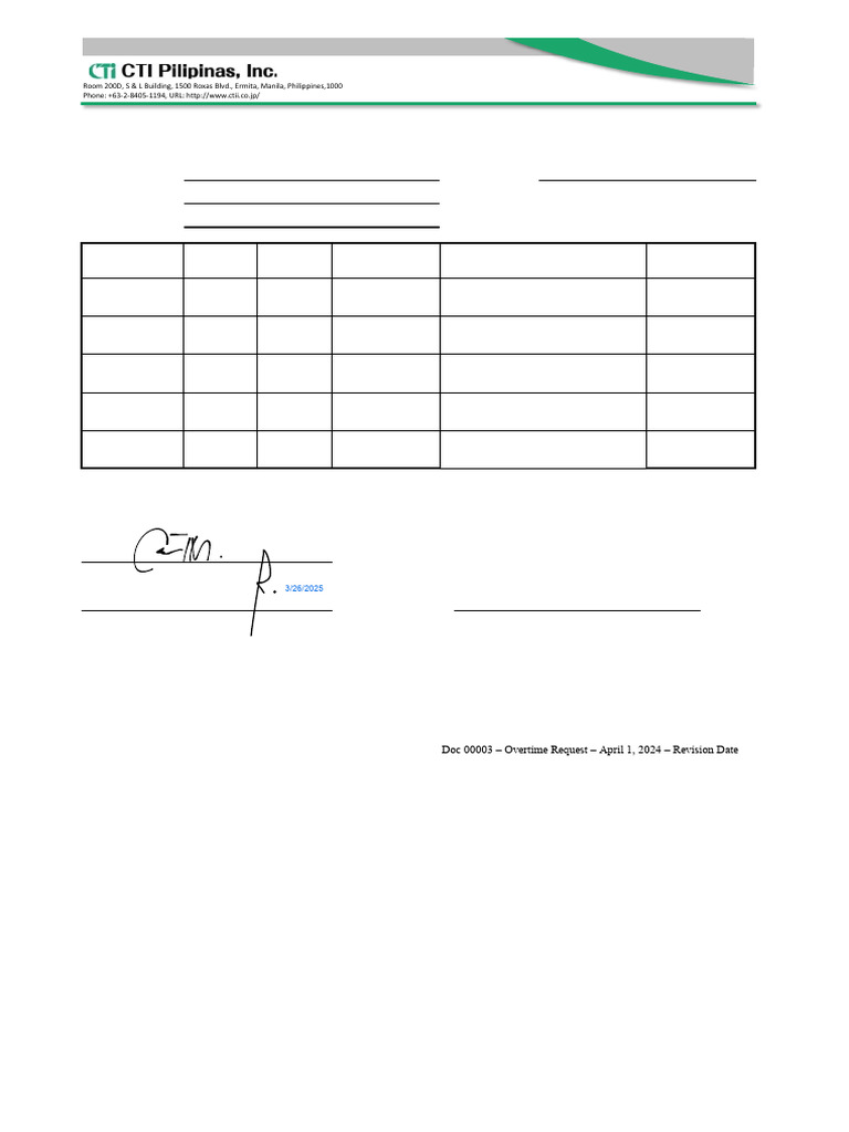CAVA_Overtime Form | PDF