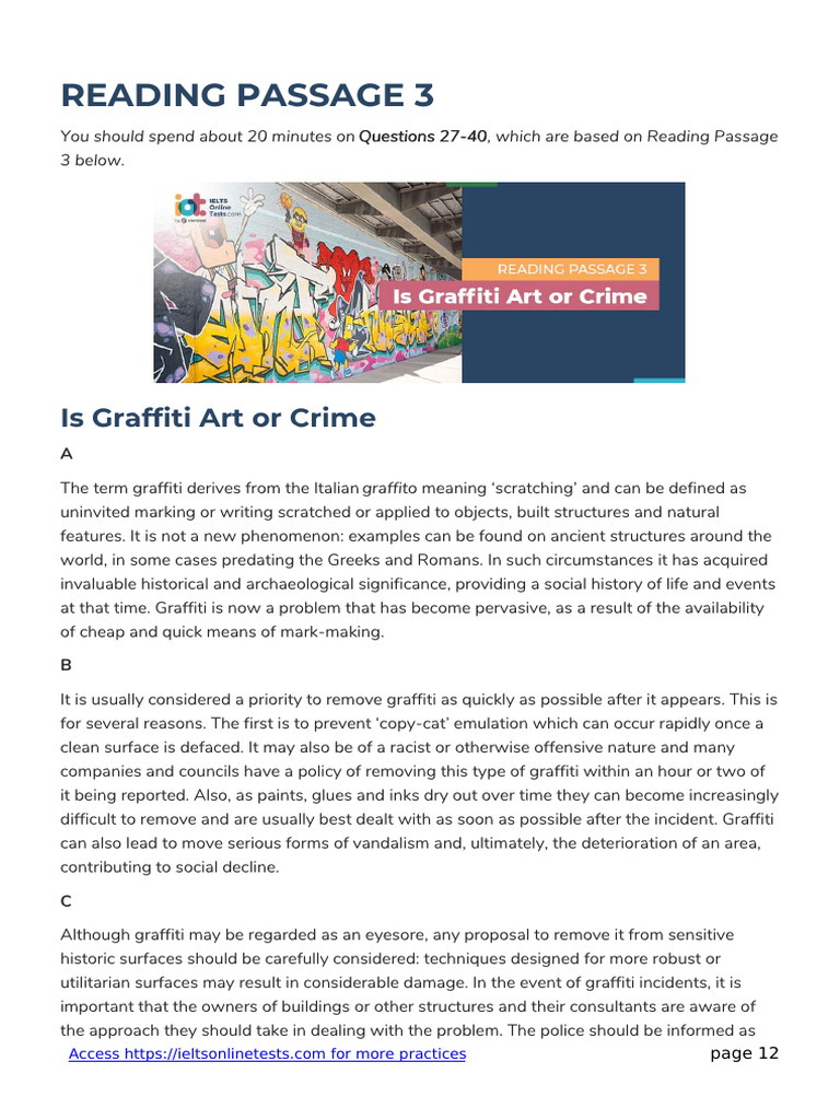 Graffiti: Art or Vandalism? | PDF | Graffiti