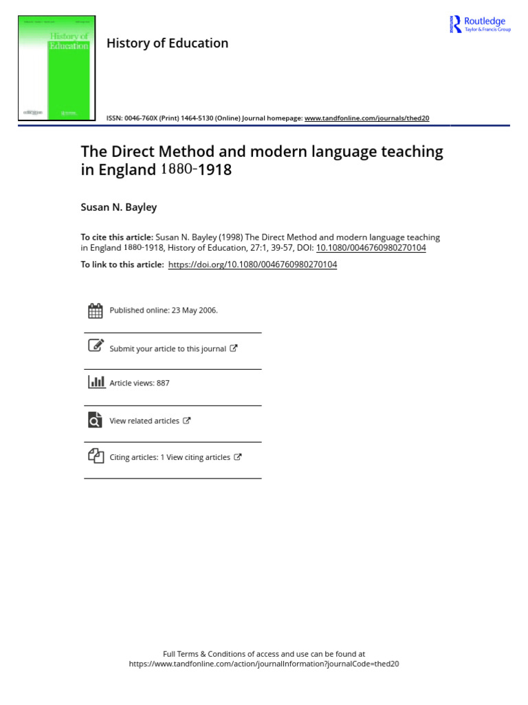The Direct Method and Modern Language Teaching in England 1880 1918 ...