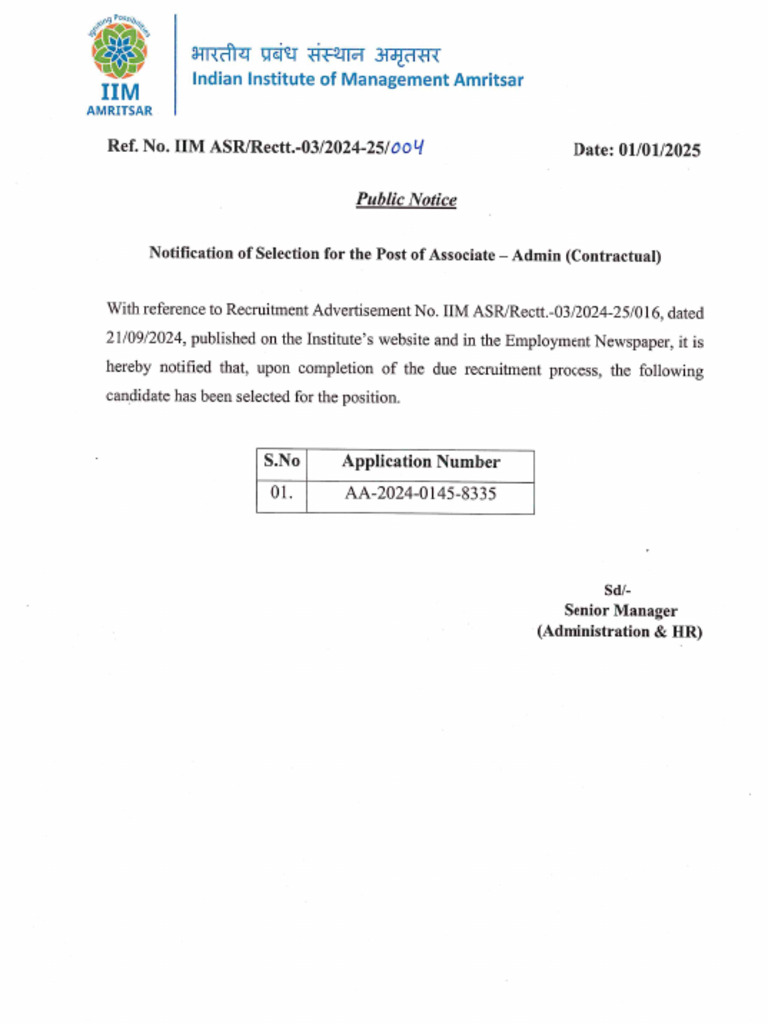 Result Notice Associate Admin | PDF