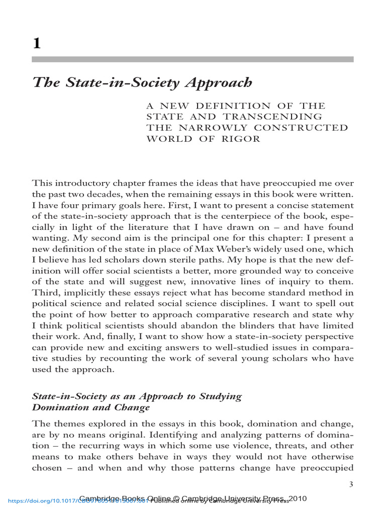 Redefining State-in-Society Theory | PDF | Max Weber | Social Sciences