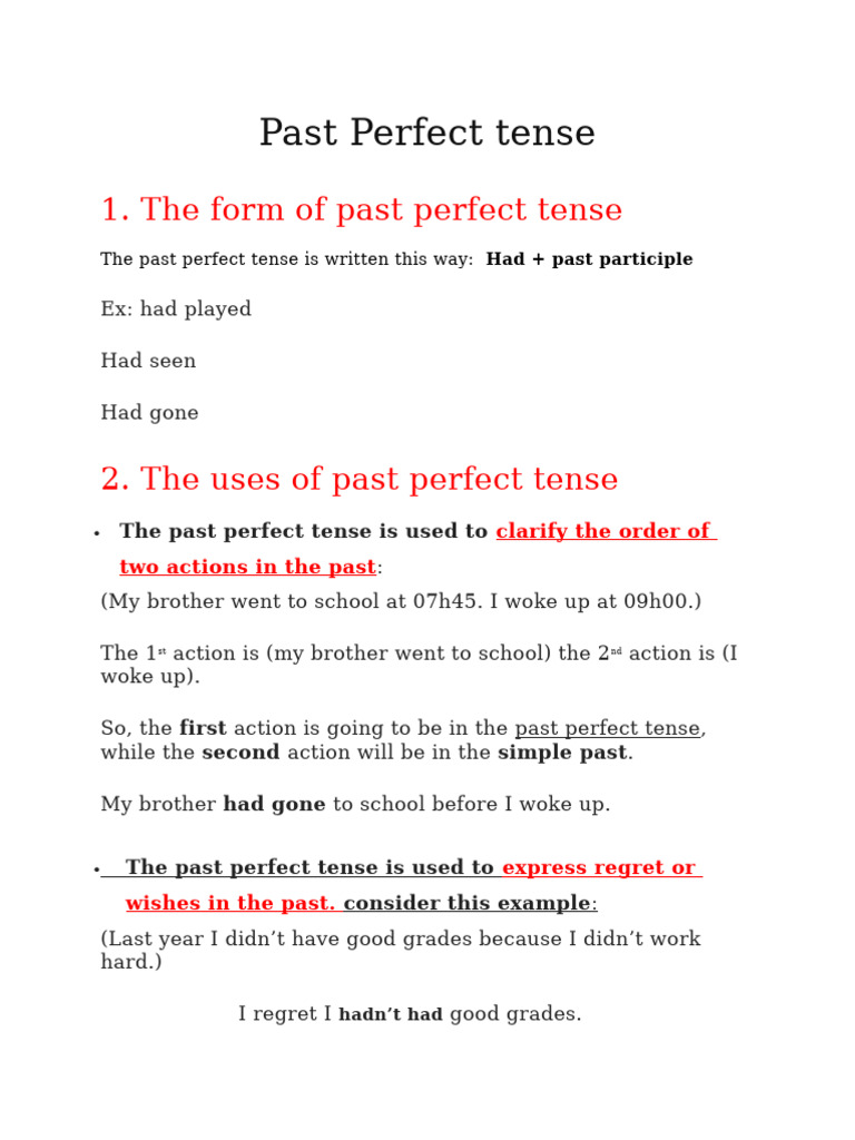 Understanding Past Perfect Tense | PDF
