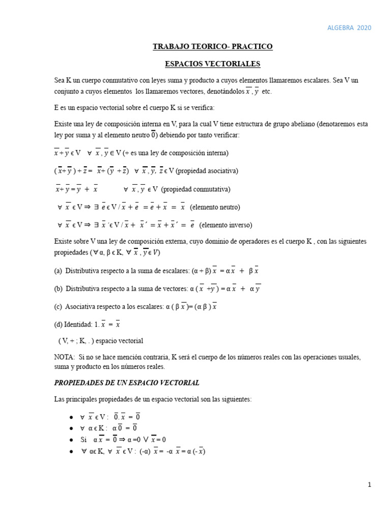 Espacio Vectorial | PDF | Espacio vectorial | Vector Euclidiano