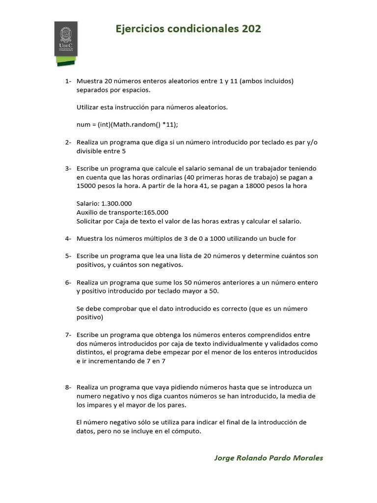 Ejercicios de Programación Condicional | PDF