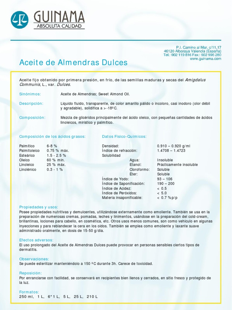 945061aceite Almendra Dulce | PDF | Cocina, comidas y vino | Salud y ...