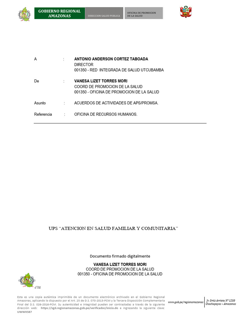 Acuerdos de APS en Amazonas | PDF