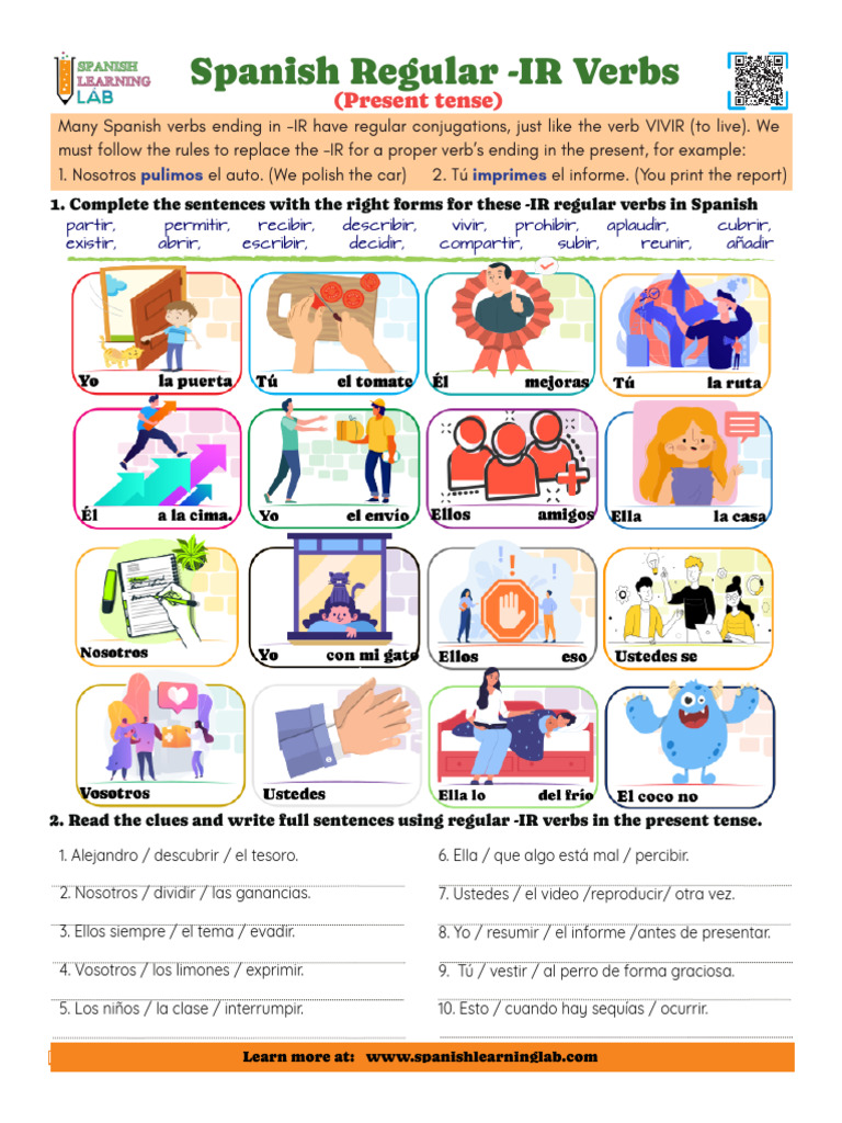 IR Regular Verbs in Spanish PDF Worksheet | PDF