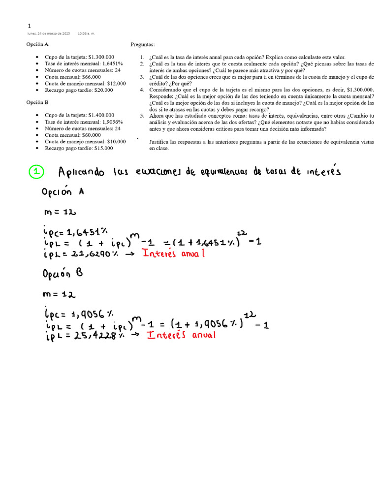 Ejercicio de equivalencias | PDF